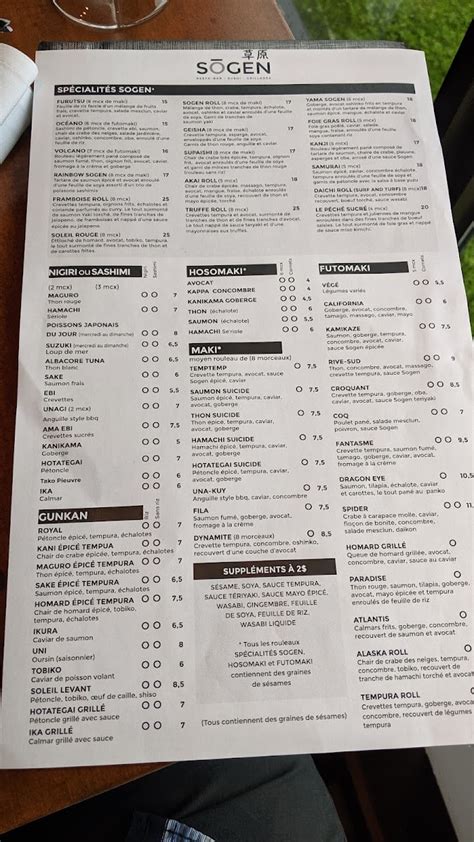 Sogen Menu New On The 2025