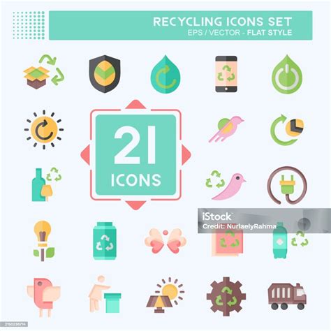 아이콘 세트 재활용 교육 기호와 관련이 있습니다 플랫 스타일 심플한 디자인 일러스트레이션 과학에 대한 스톡 벡터 아트 및 기타 이미지 Istock