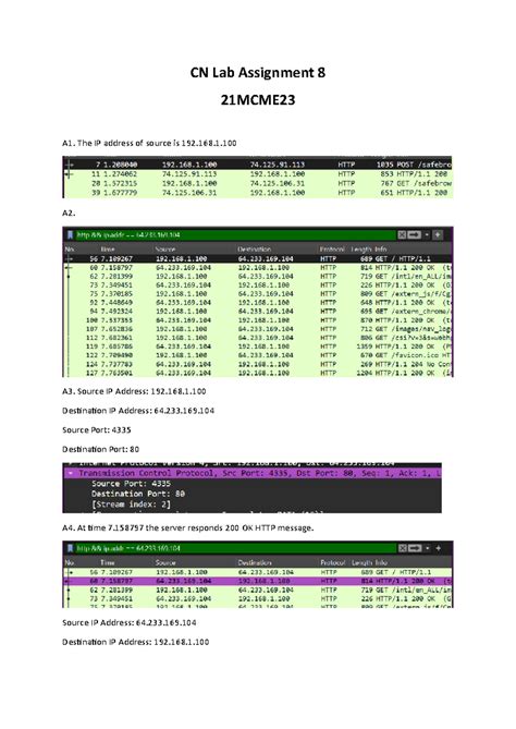 Computer Networks Lab Assignment 8 A2 The Source Ip Address And