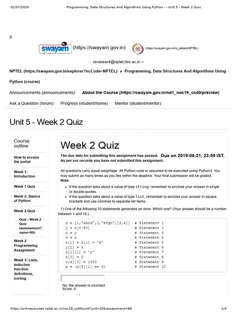 Noc20 Cs26 Week 02 Assignment 01 Pdf String Computer Science Python Programming Language