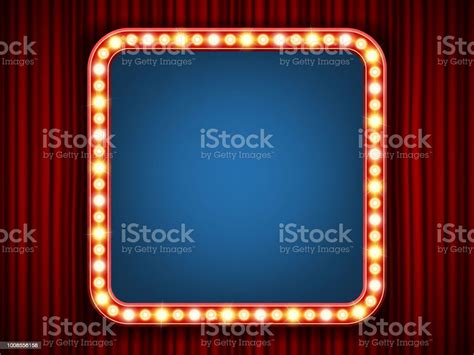 복고풍 전구 프레임의 크리에이 티브 벡터 일러스트 레이 션에 고립 된 투명 한 배경을 설정합니다 아트 디자인 반짝 배너 장식 커튼입니다 추상 개념 그래픽 극장 광고 판 요소