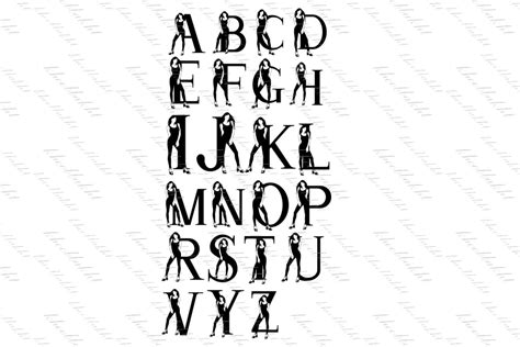 دانلود طرح وکتور زن با تمام حروف الفبای انگلیسی مناسب لوگوی فروشگاه پوشاک زنانه کد 12971