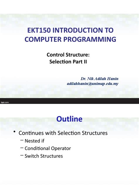 Ekt150 Introduction To Computer Programming Control Structure