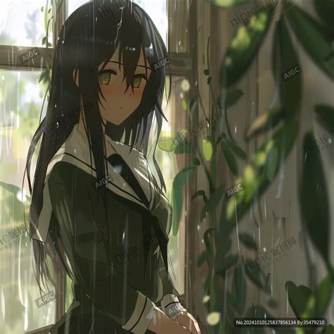 Ai创作图女子轻音班宝和堂 Cg少女 雨中撑伞的少女 意欲滚动的雨珠 甘雨均沾亿万春 二次元少女 雨之叶痕 Cg动漫 插图配图壁纸美图 二次元插画 二元次少女 轻小说插图 听见下雨的声音 二色