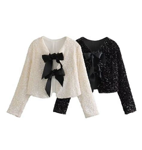 여성자켓 봄 가을 스트리트패션 리본장식 스팽글 Dom1 티몬