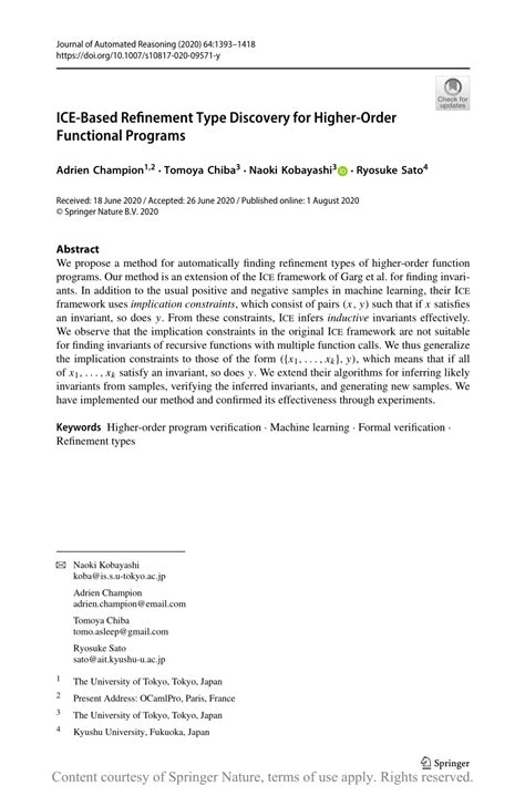 Ice Based Refinement Type Discovery For Higher Order Functional