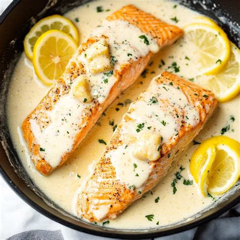 Baked Salmon With Lemon Butter Cream Sauce