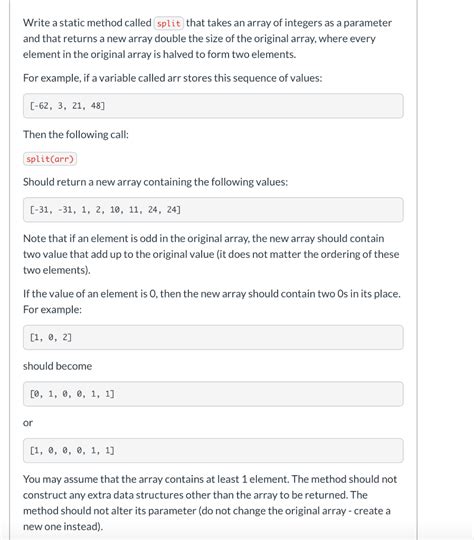 Solved Write A Static Method Called Split That Takes An