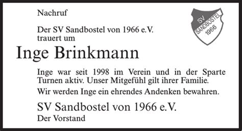 Inge Brinkmann Nachruf Bremervörder Zeitung