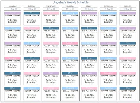 Weekly Schedule Excel Template Weekly Personel Planner Excel Template Editable Excel Planner