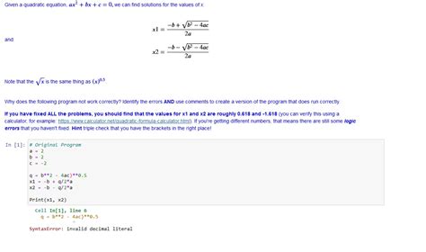 Solved Given A Quadratic Equation Ax2 Bx C 0 We Can Find