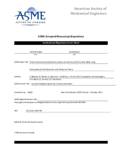 Pdf Three Dimensional Aerodynamic Analysis Of A Darrieus Wind Turbine Blade Using