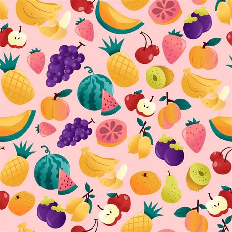 Premium Vector Fun Summer Fruits Seamless Pattern Background
