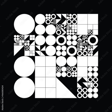 Subdivided Grid System With Symbols Randomly Sized Objects With Fixed