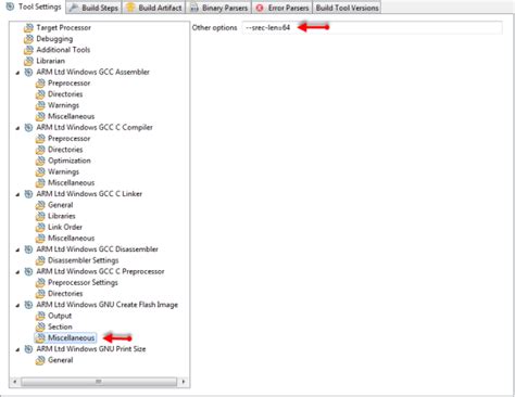 s record manipulation with gnu objcopy and burner utility mcu on eclipse