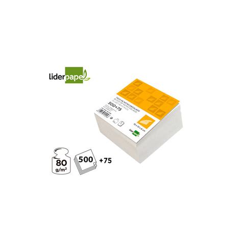 Taco Papel Liderpapel Encolado Blanco 50075 Hojas 100x100x60 Mm 80 Gr