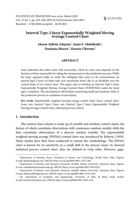 Pdf Interval Type 2 Fuzzy Exponentially Weighted Moving Average Control Chart