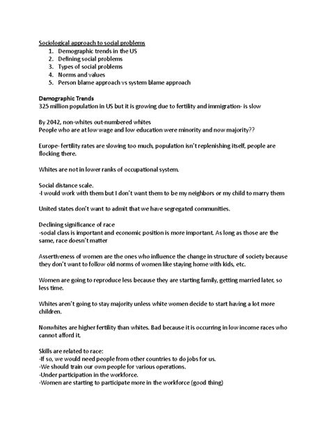 Social Problems Notes Day 1 Sociological Approach To Social Problems