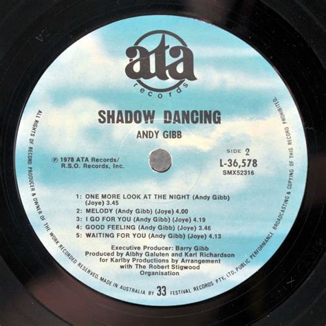 12 Vinyl Record Andy Gibb Shadow Dancing Released 1978 Disco Pops