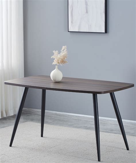 Stylish Dark Walnut Rectangle Dining Table With Round Legs 140cm Amariara Home Furniture