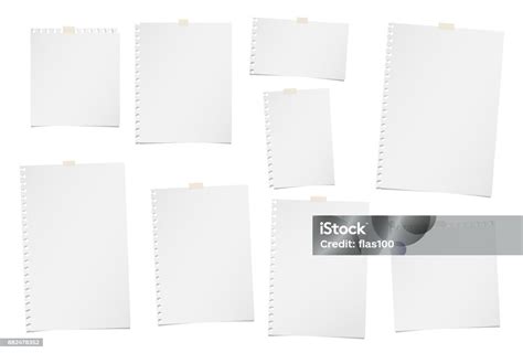 빈 노트 노트북 텍스트 또는 메시지 카피북 종이 시트 흰색 바탕에 끈적끈적한 테이프와 함께 붙어 0명에 대한 스톡 벡터 아트 및 기타 이미지 Istock