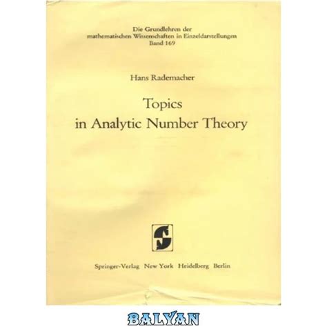 خرید و قیمت دانلود کتاب Topics In Analytic Number Theory ترب