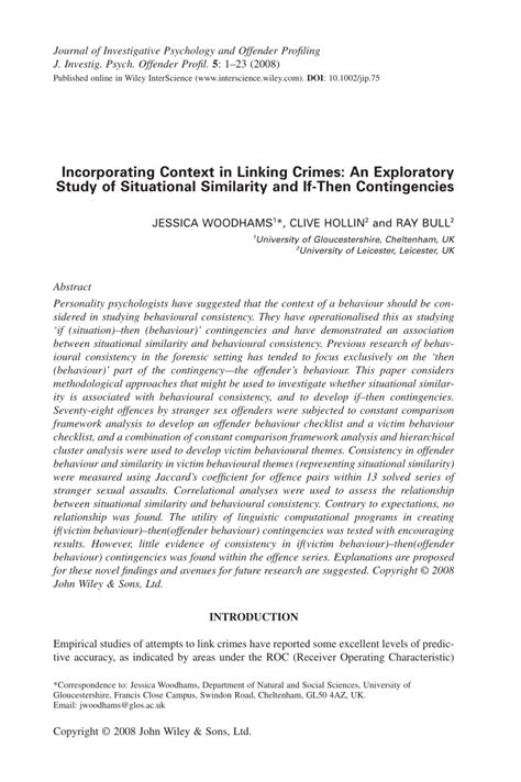 Pdf Incorporating Context In Linking Crimes An Exploratory Study Of