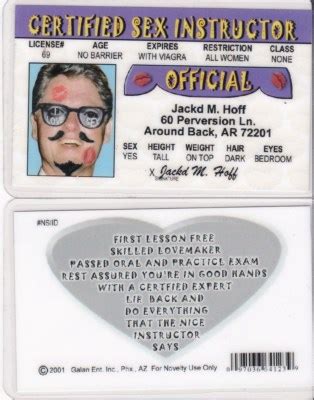 Certified Sex Instructor Fake I D Id Card Drivers License Driver S Lisence EBay UK