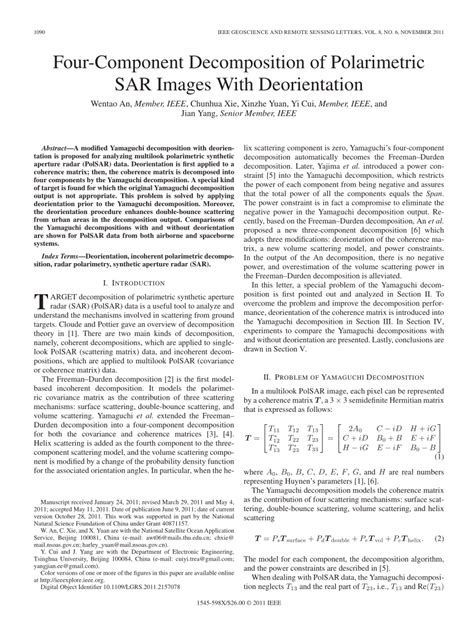 Pdf Four Component Decomposition Of Polarimetric Sar Images With
