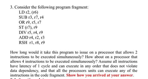 Solved 3 Consider The Following Program Fragment Ld