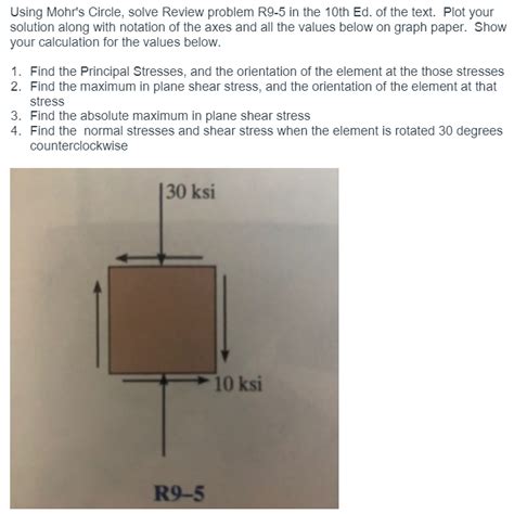 solved using mohr s circle solve review problem r9 5 in the