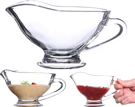 Set Of 2 Sauce Glass Gravy Boat 75 Oz With Handle