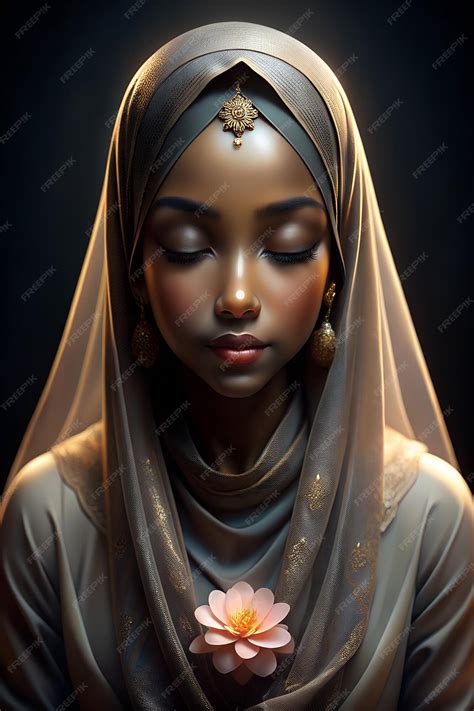 1girl Solo Flower Black Background Jewelry Closed Eyes Veil Bracelet Black Hair Dark Skinned