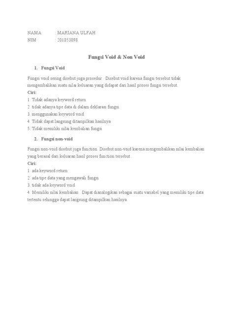 Fungsi Void And Non Void Pdf