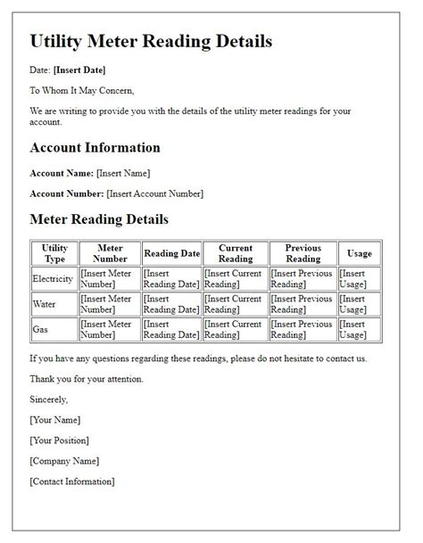 Letter Template For Utility Meter Reading Appointment Free Samples In Pdf Letterin