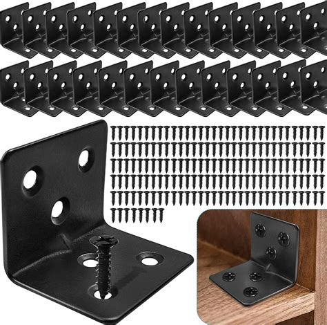 28 Black L Corner Brackets 168 Stainless Steel Screws
