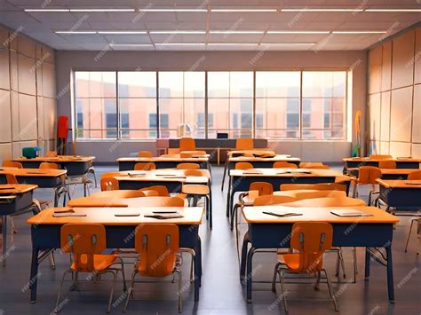 Premium Photo Collage Of Classroom Interior With School Desks Chair