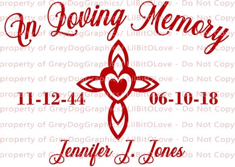 In Loving Memory Fancy Infinity Cross Vinyl Decal Name Dates Custom
