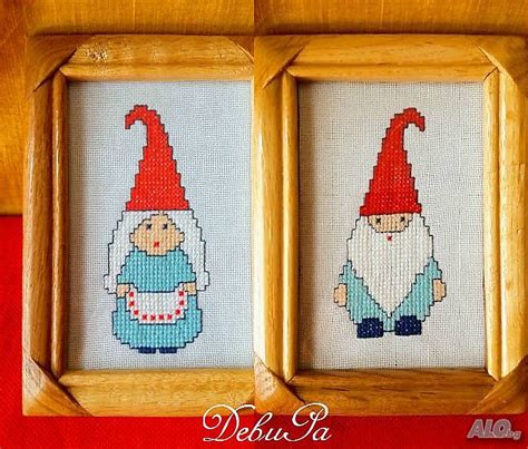 Бродерия в рамка Джуджета коледни баба и дядо” Гоблени Смолян Красоти рисувани