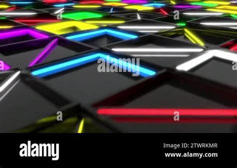 Wall Of Black Rectangle Tiles With Glowing Elements Grid Of Square Tiles Abstract Background