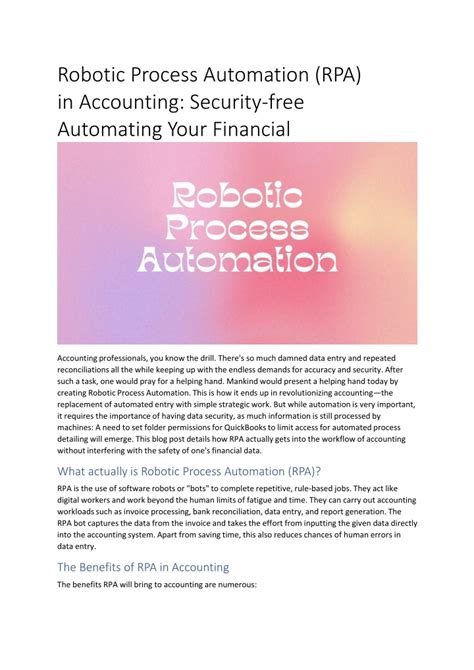 Ppt Robotic Process Automation Rpa In Accounting Security Free Automating Your Fi