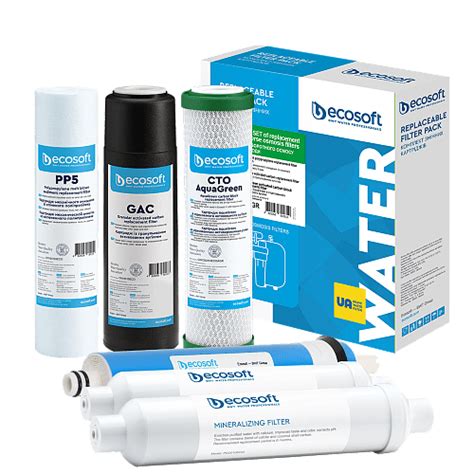 Комплект з 6 картриджів для фільтра зворотного осмосу Ecosoft Absolute з мінералізатором купити