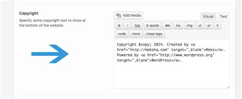 How To Change Footer Copyright Text WordPress Theme FAQ Meks