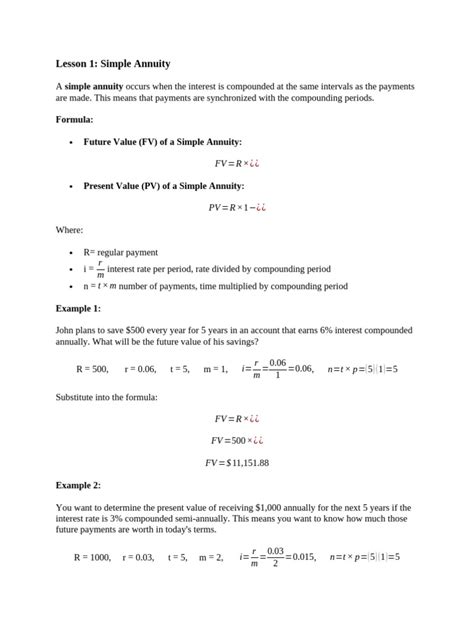 Simple And General Annuity Module Pdf Present Value Interest