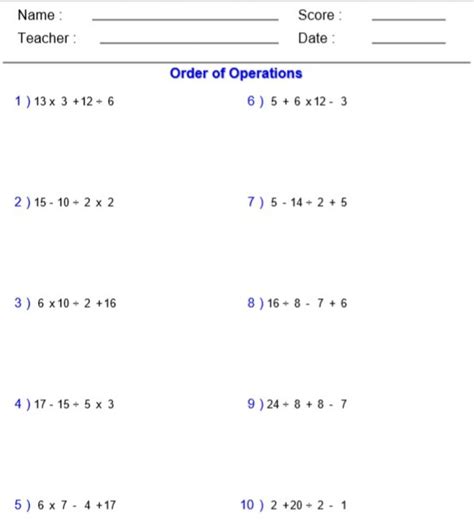 Order Of Operations MDAS Interactive Worksheet Order Of Operations Exponent Worksheets