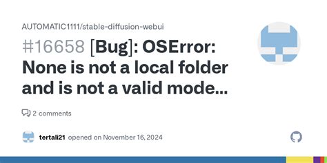 Bug Oserror None Is Not A Local Folder And Is Not A Valid Model Identifier Listed On