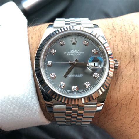 Rolex Datejust 41 Rhodium Diamond Dial 126334 Steel And 18k White Gold