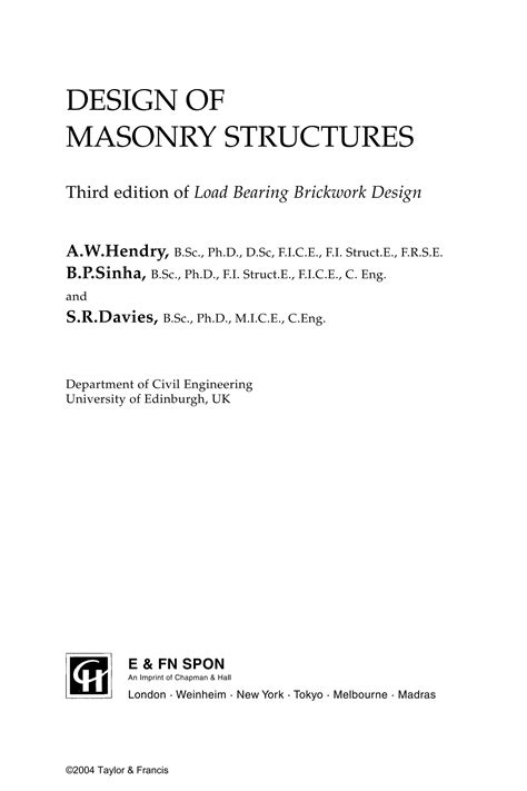 Design Of Masonry Structures 2004 Pdf