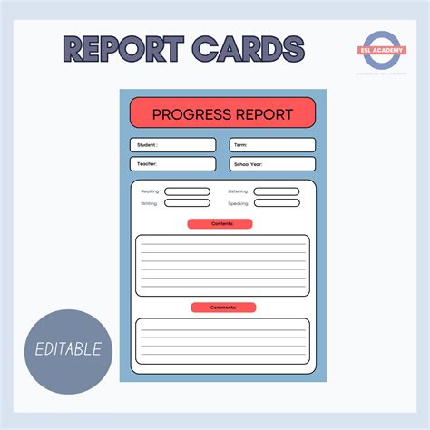 ESL Report Card Template Pack Editable Designs For Teachers Resources For English Teachers