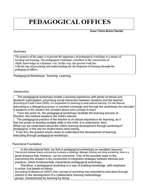 Pedagogical Workshops Completed Pdf Pedagogy Learning